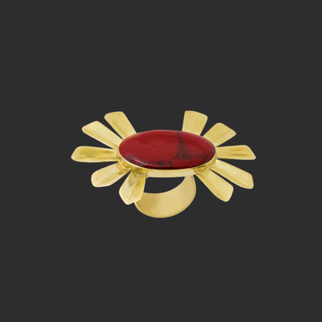 Solar Gold Ring (Maroon) | Handmade Ring by Daniel Espinoza – Susarts